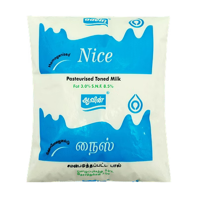Aavin Pasteurised Toned Milk Nice Blue 500 ml Sachet 1 No