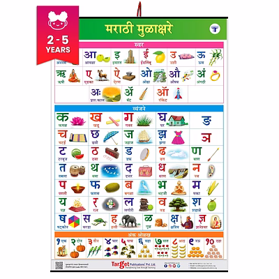 Jumbo Marathi Mulakshare Chart for Kids (Marathi Alphabet and Numbers ...
