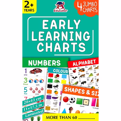 Early Learning Charts - 4 Jumbo Charts for Kids Wall Chart – Poster ...