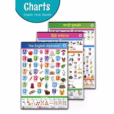English, Hindi And Marathi Alphabet And Number Charts For Kids (English ...