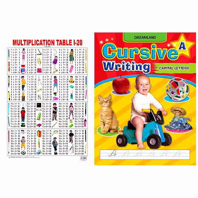 Multiplication chart Educational Wall Chart & Capital Letters Cursive ...