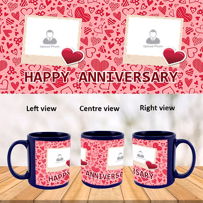 Super Love Designer Happy Anniversary Blue Patch Mug Personalised Gifts ...