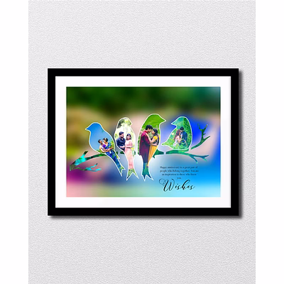 Artistic Bird Photo Collage Frame with 4 photos | Print Magical Gifts