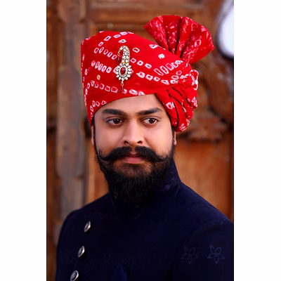 S H A H I T A J Traditional Rajasthani Wedding Barati Red Bandhej ...