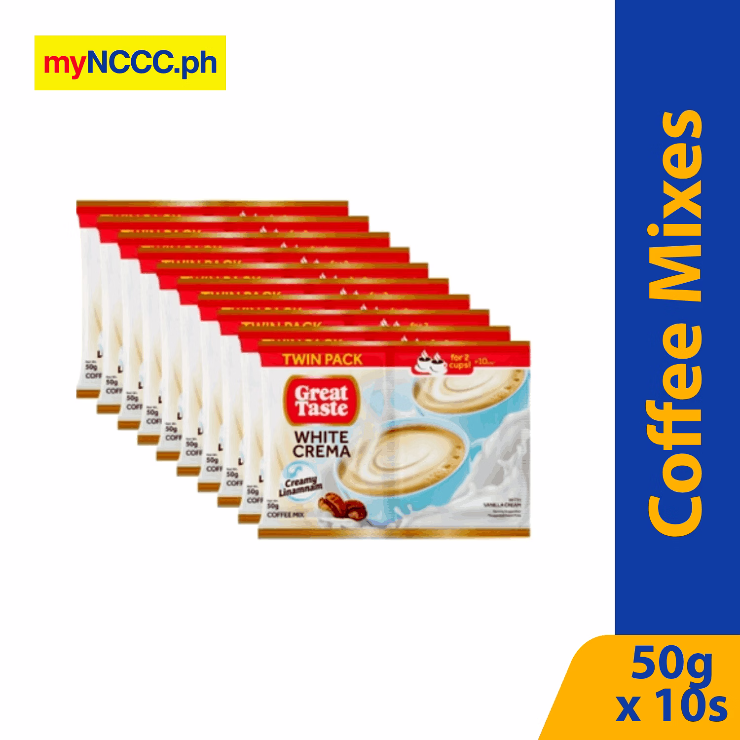 Great Taste Coffee Mix White Crema with Vanilla Cream Twin Pack 50gx10s ...