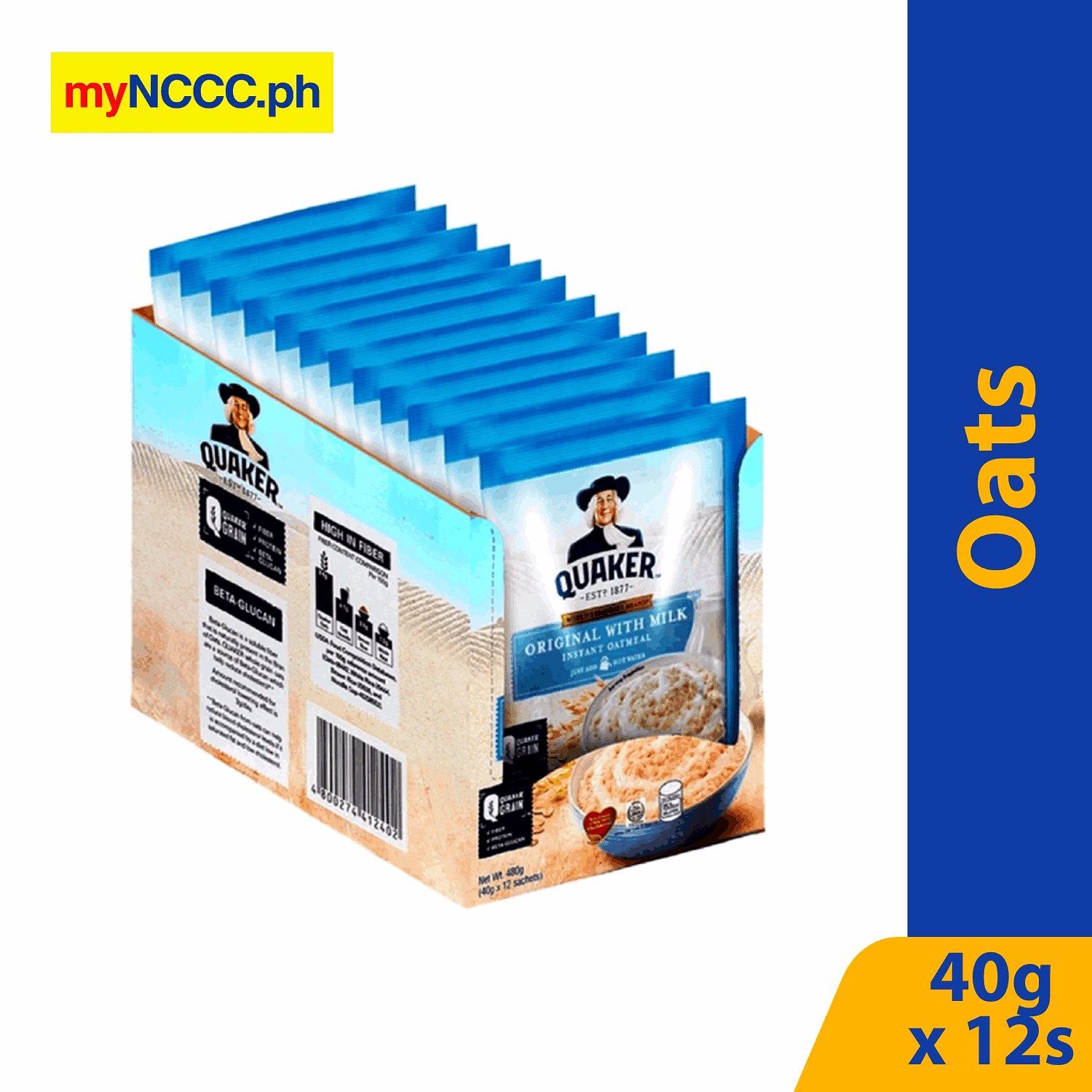 Quaker Instant Oats Original with Milk 40gx12s - | NCCC Supermarket
