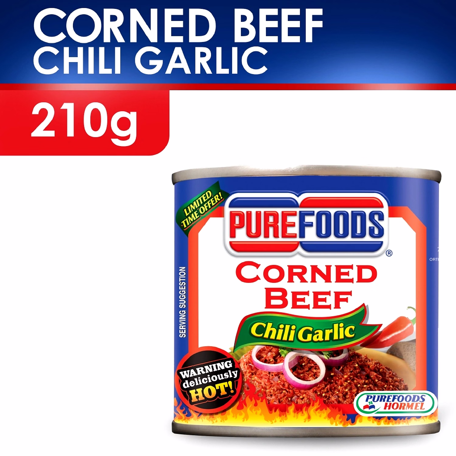 Purefoods Corned Beef Chili Garlic Easy Open Can 210g - | NCCC Online Store