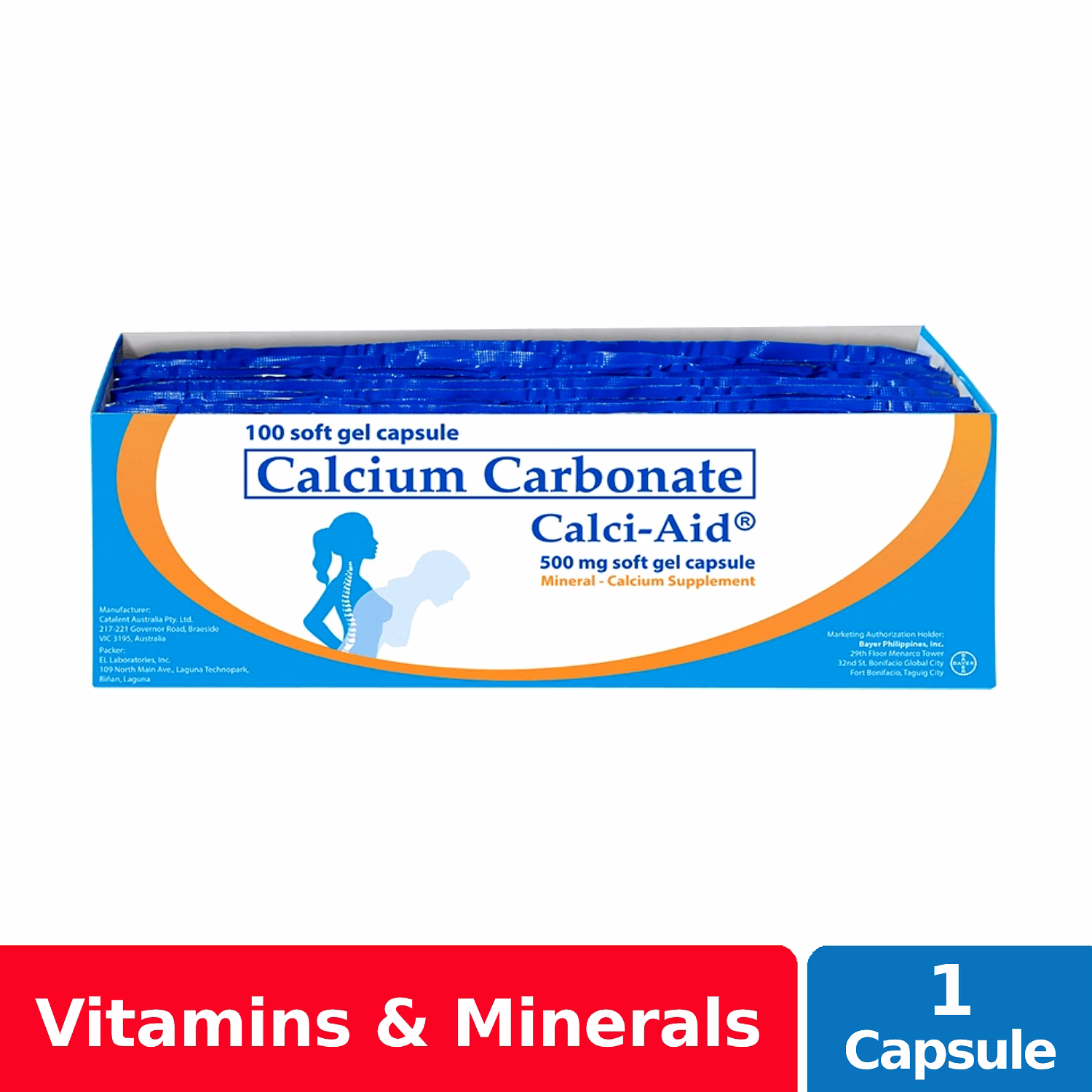 Calci-Aid 500mg Soft Gel Capsule Foil Pack - | NCCC Online Store