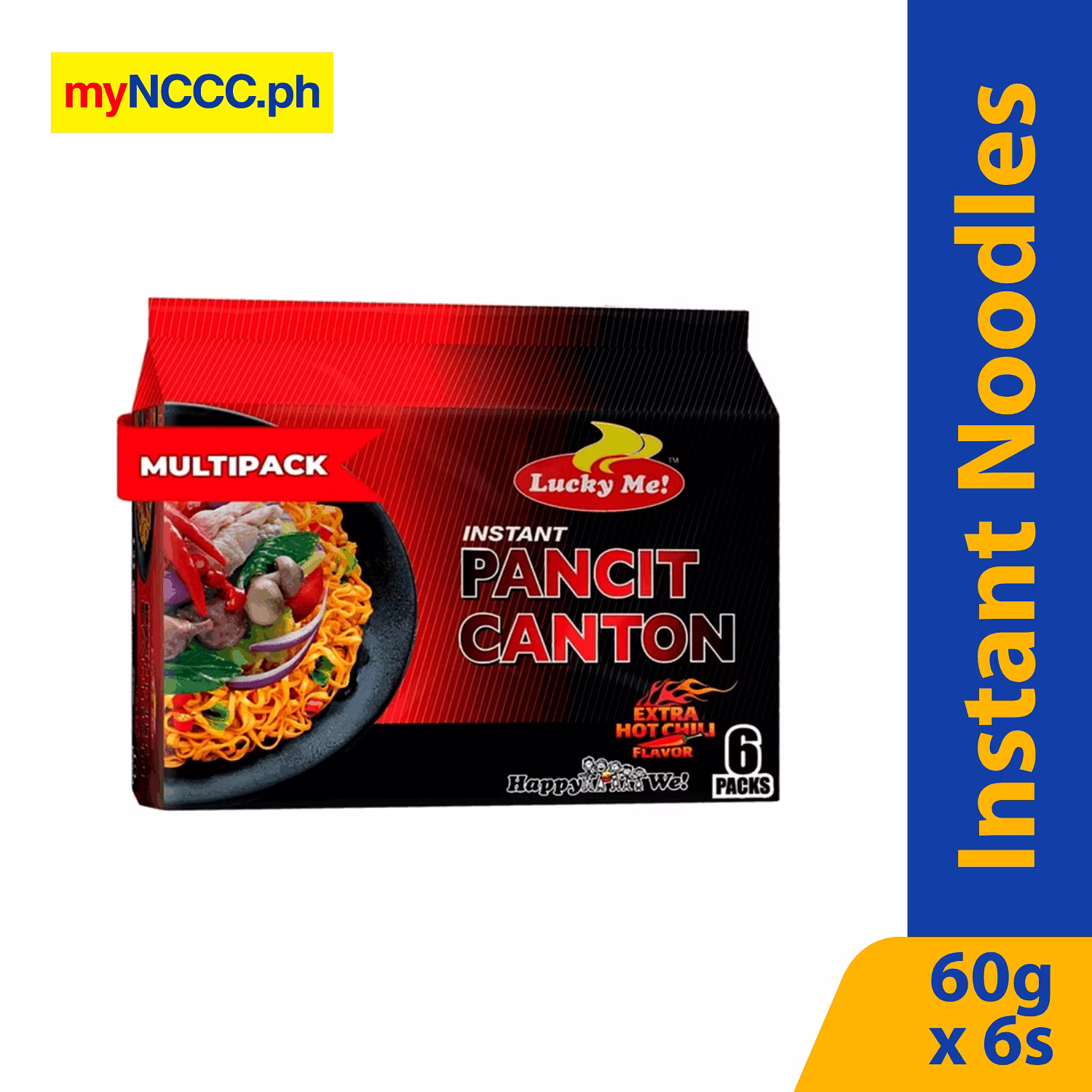 Lucky Me! Pancit Canton Instant Noodles Extra Hot Multipack 60g x 6 - | Tagum Mall