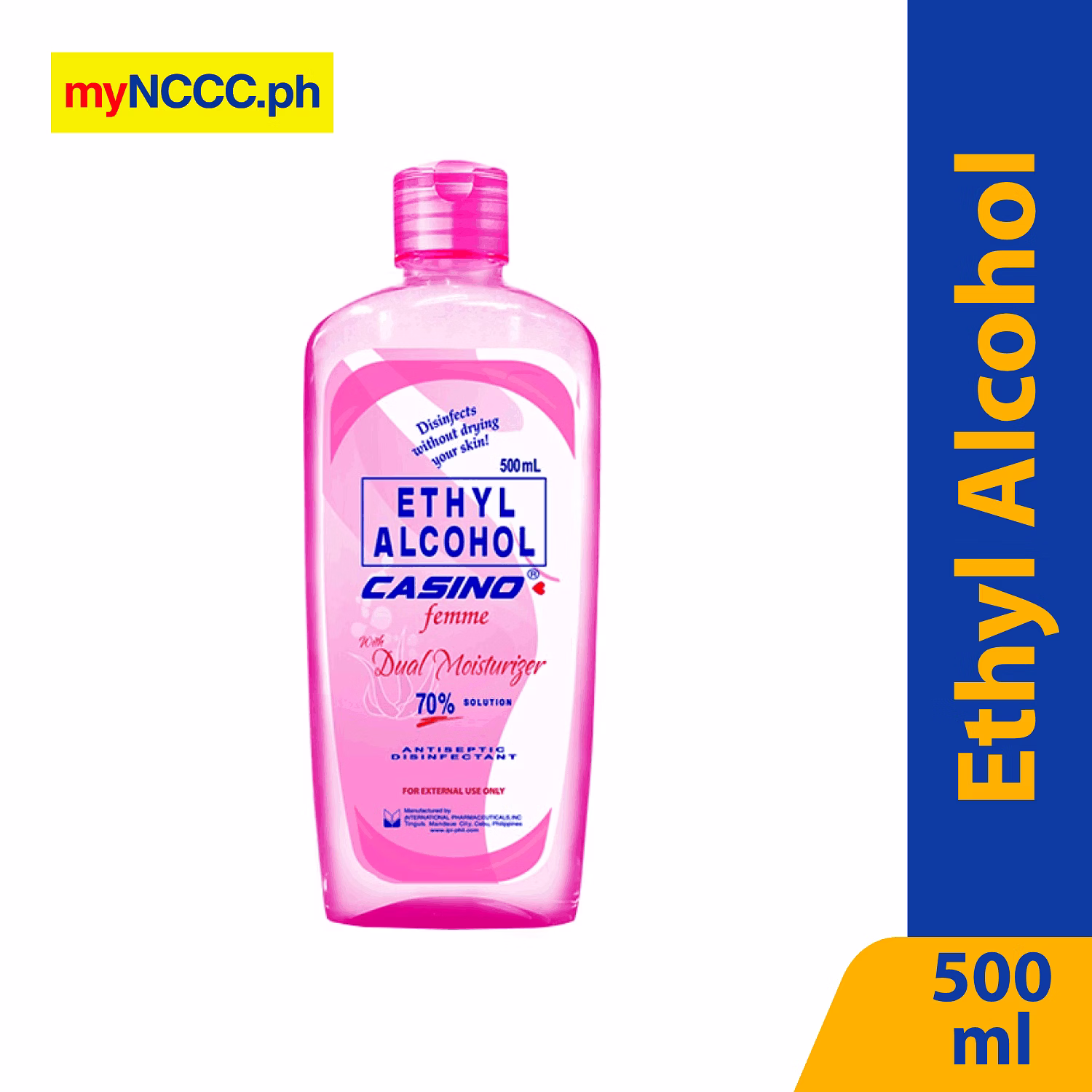 Casino Femme Ethyl Alcohol 70% Solution with Dual Moisturizer 500ml ...