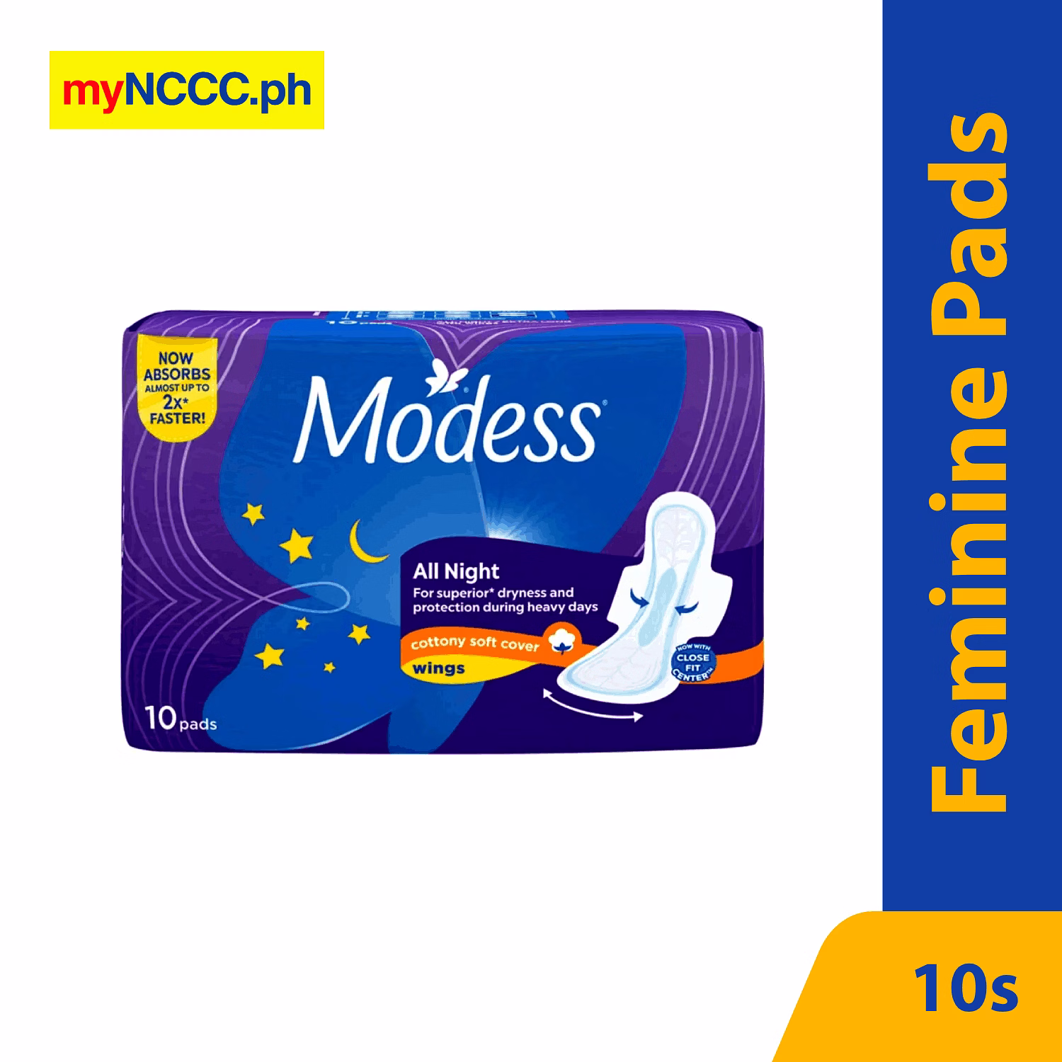 Modess Napkin Cottony Soft All Night with Wings 10s - | Tagum Mall