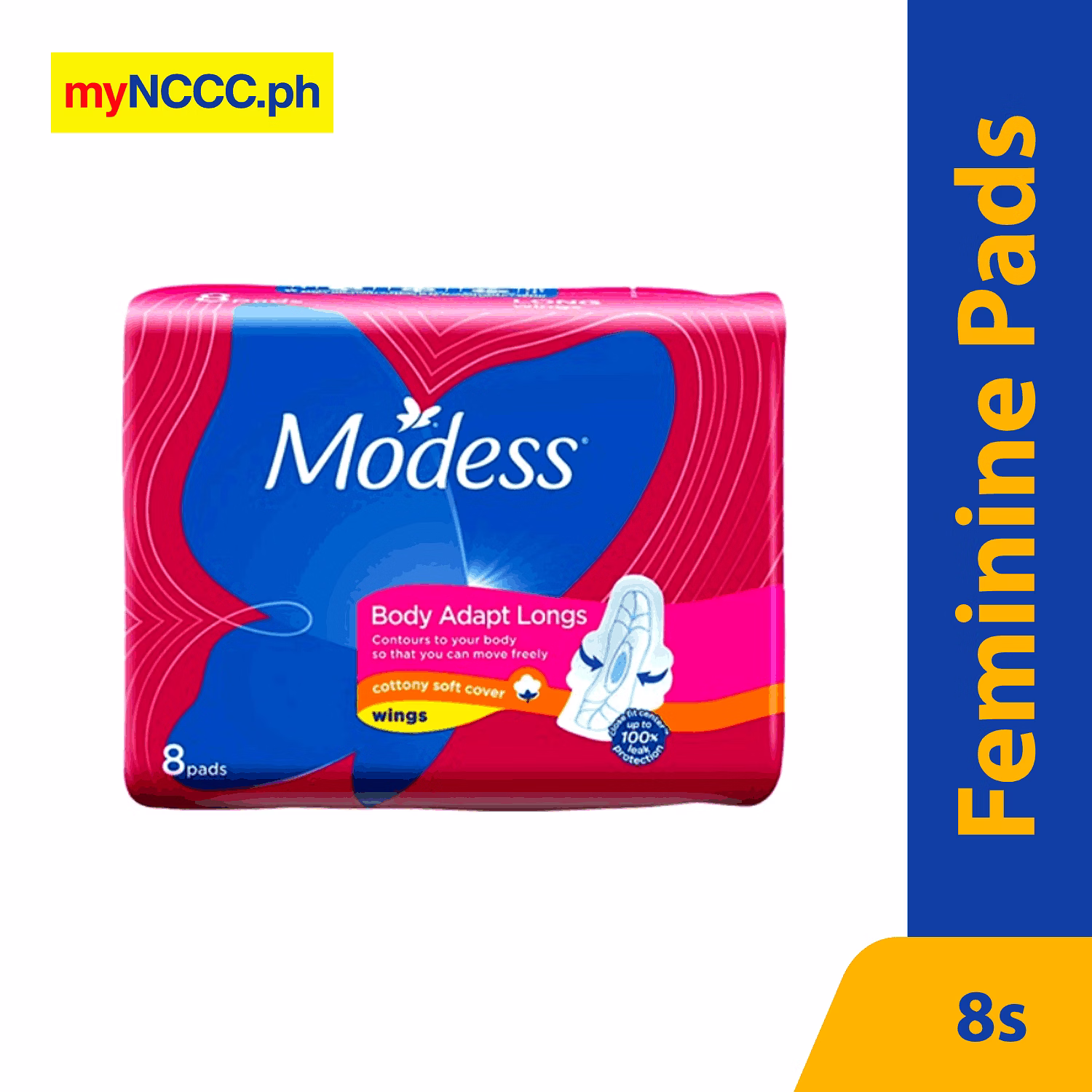 Modess Napkin Body Adapt Long Maxi with Wings 8s - | Tagum Mall