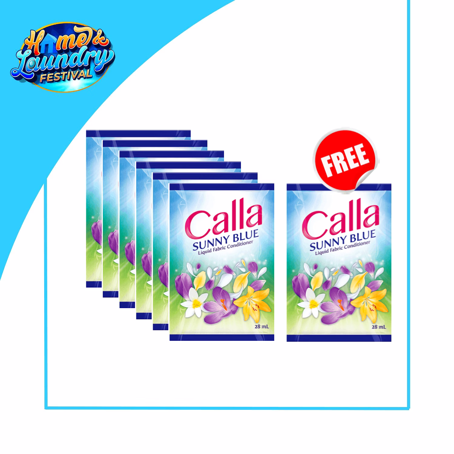 Buy 6+1 Calla Liquid Fabric Conditioner Sunny Blue 28ml - | Tagum Mall