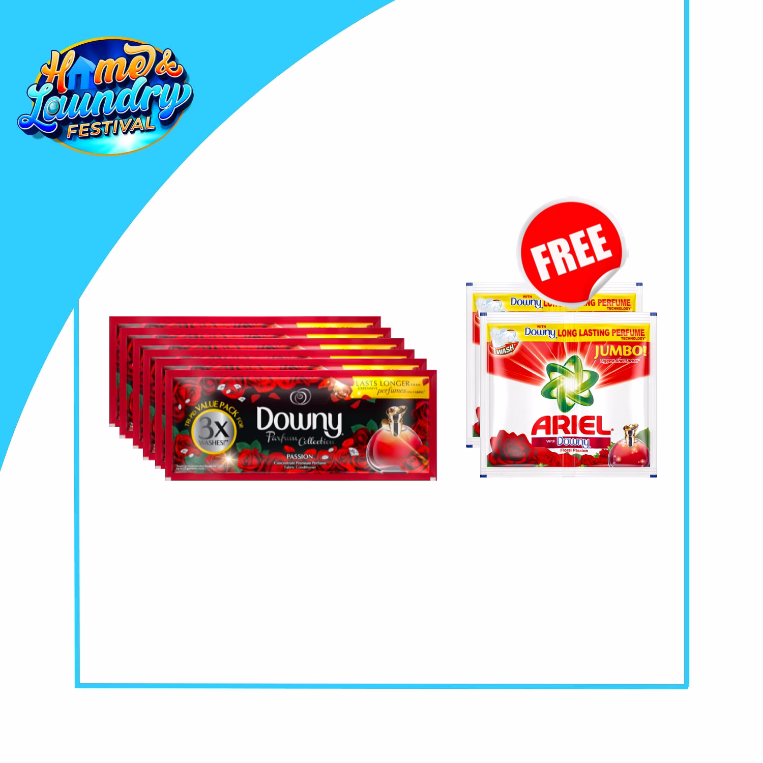 Buy 6 Downy Liquid Passion Value Pack 63 ml FREE 2 Ariel Laundry Powder ...