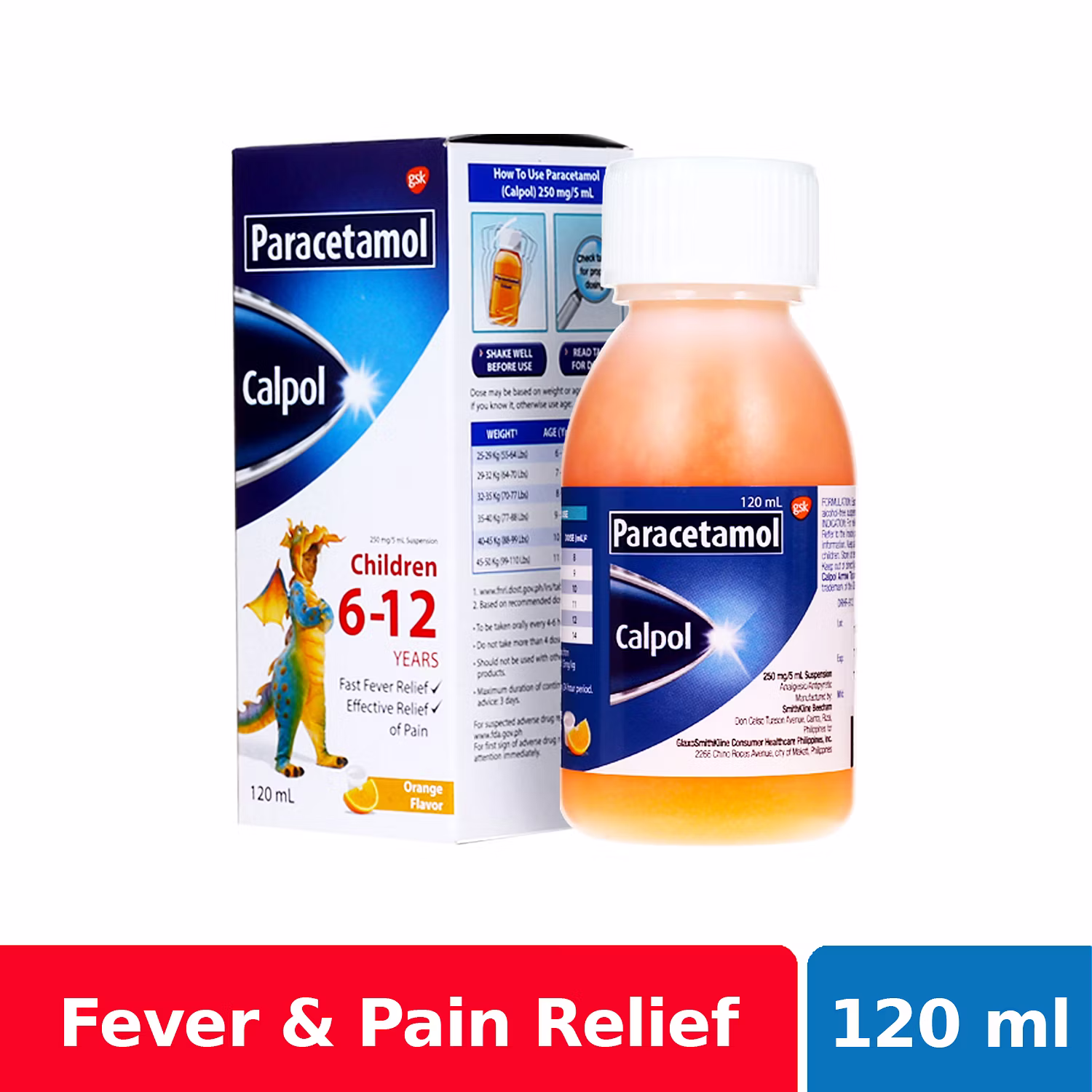 Calpol 6-12 120ml Orange Flavor Suspension - | Palawan Mall