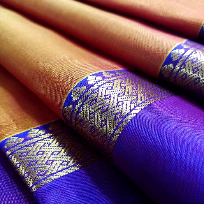 GiTAGGED Salem Burning Sand Double Shaded Pure Mulberry Silk Saree