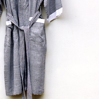 Black Pinstripe Robe - | Indian Business Portal