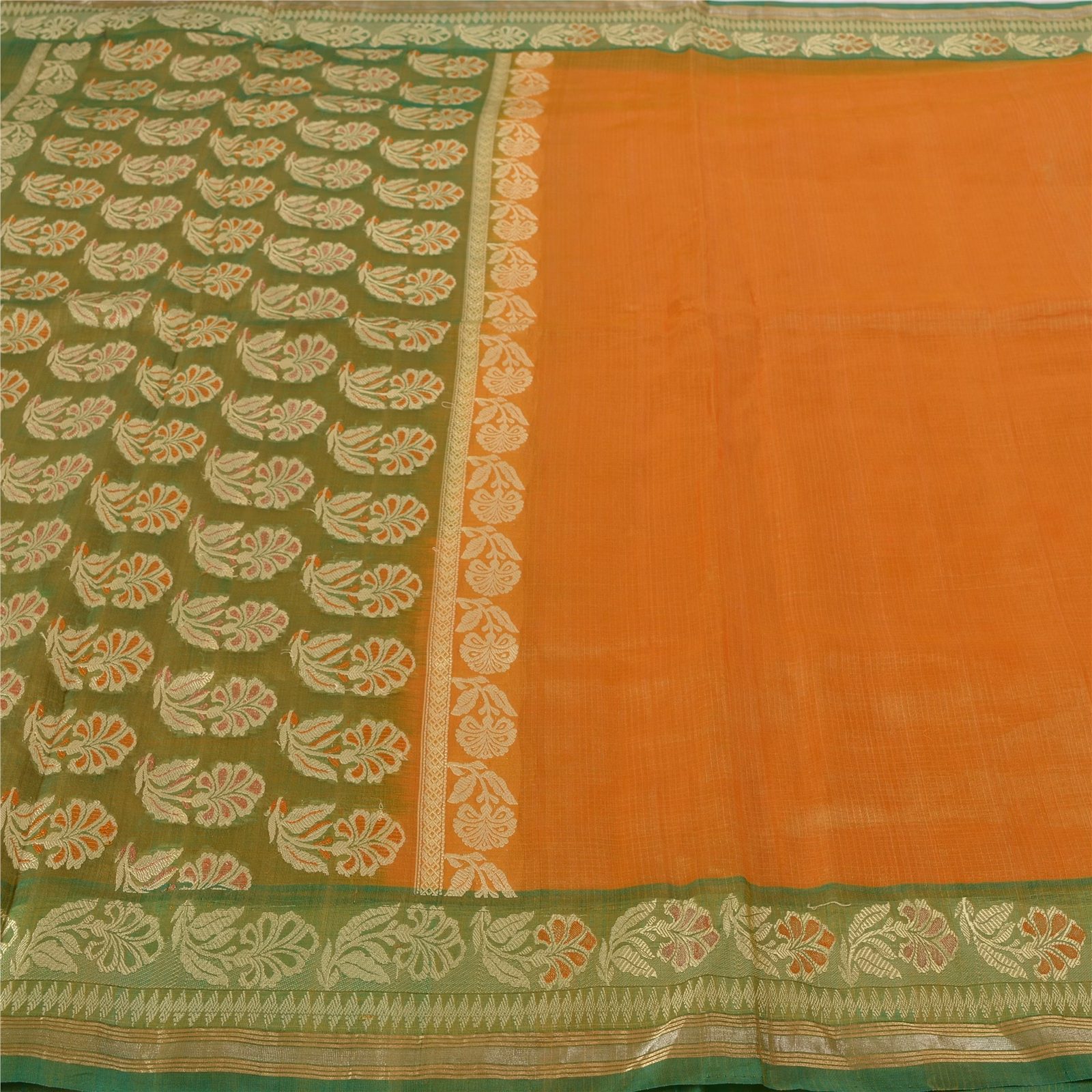 Sanskriti Vintage Saffron Sarees Pure Silk, pid-8067881 - GlobalLinker