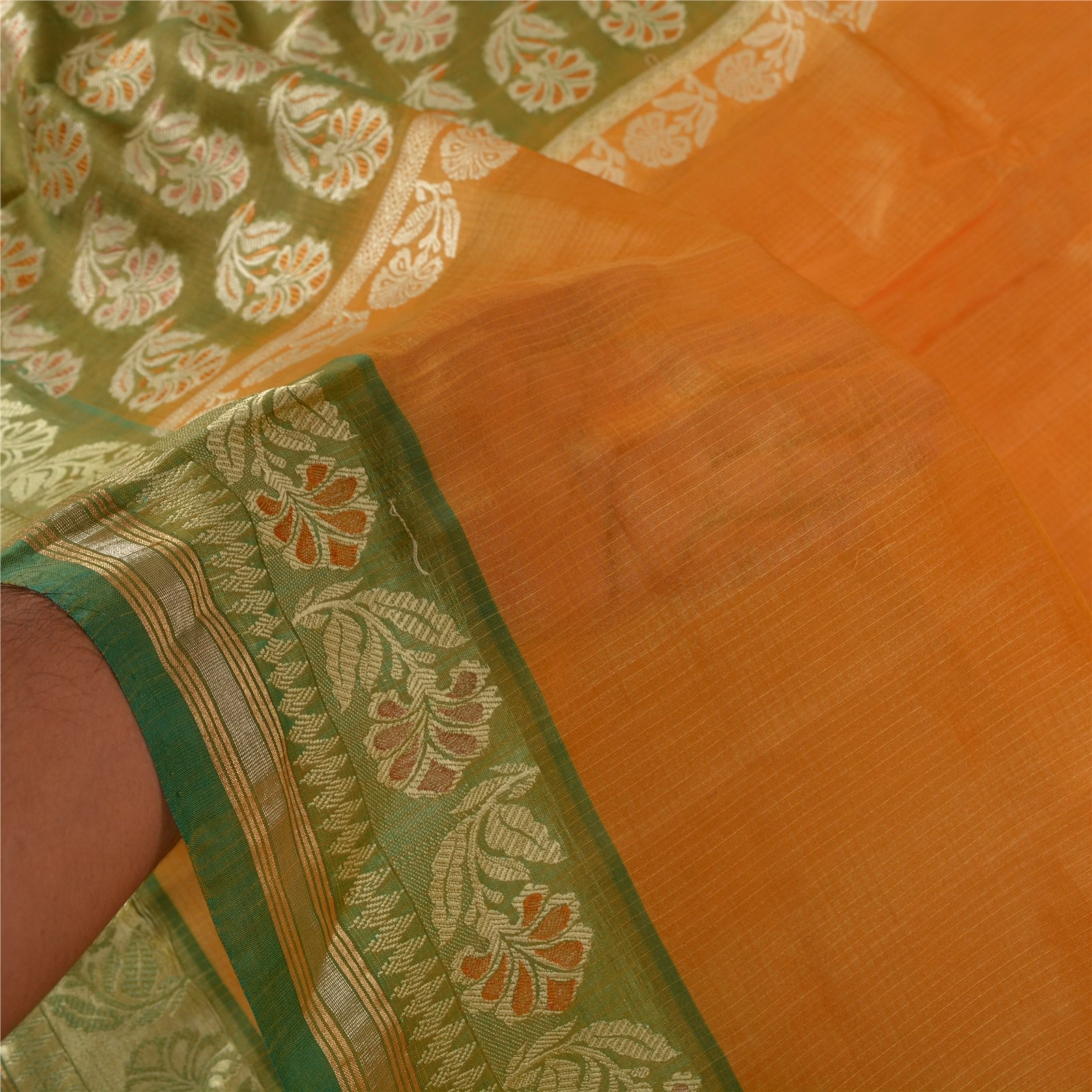 Sanskriti Vintage Saffron Sarees Pure Silk, pid-8067881 - GlobalLinker