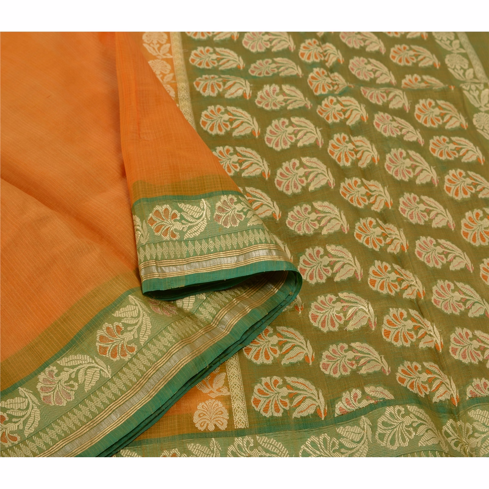 Sanskriti Vintage Saffron Sarees Pure Silk, pid-8067881 - GlobalLinker