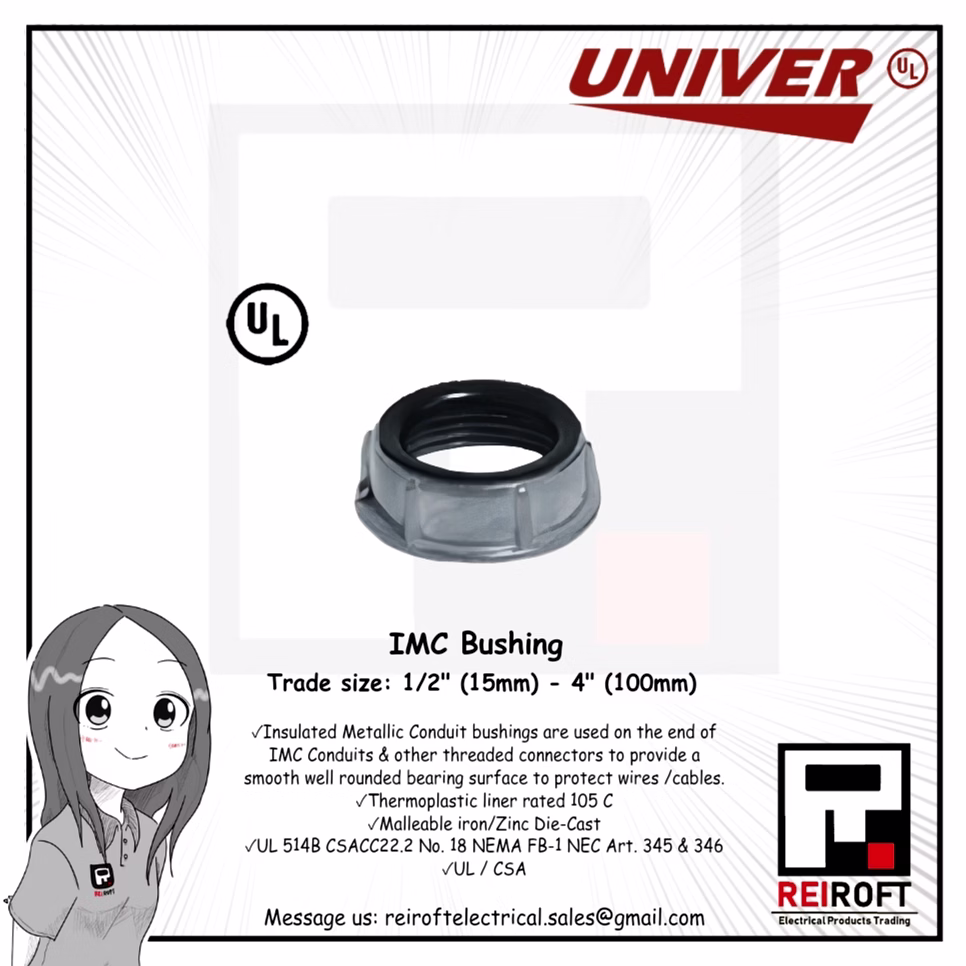 IMC Bushing 1/2" (15mm) - 4" (100mm) | Reiroft Electrical Products Trading