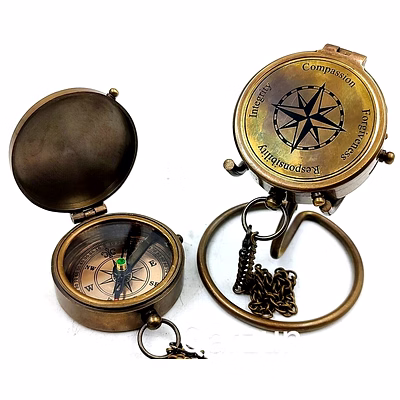 Nautical Compass Integrity Compassion Engraved Solid Brass Navigational ...