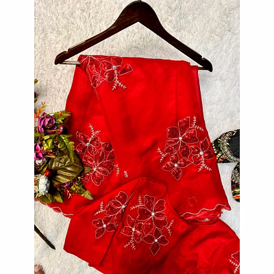 Fancy Jimi Chu Sequence Work Saree Set at ₹2350.00/Unit | ID:8389797