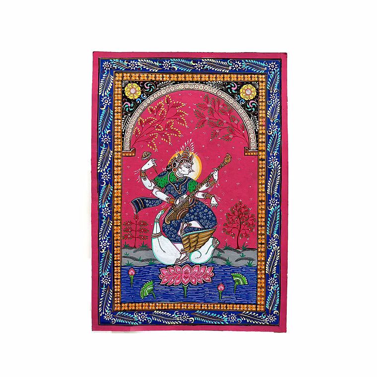 Gonasika Patta Painting of Goddess Saraswati